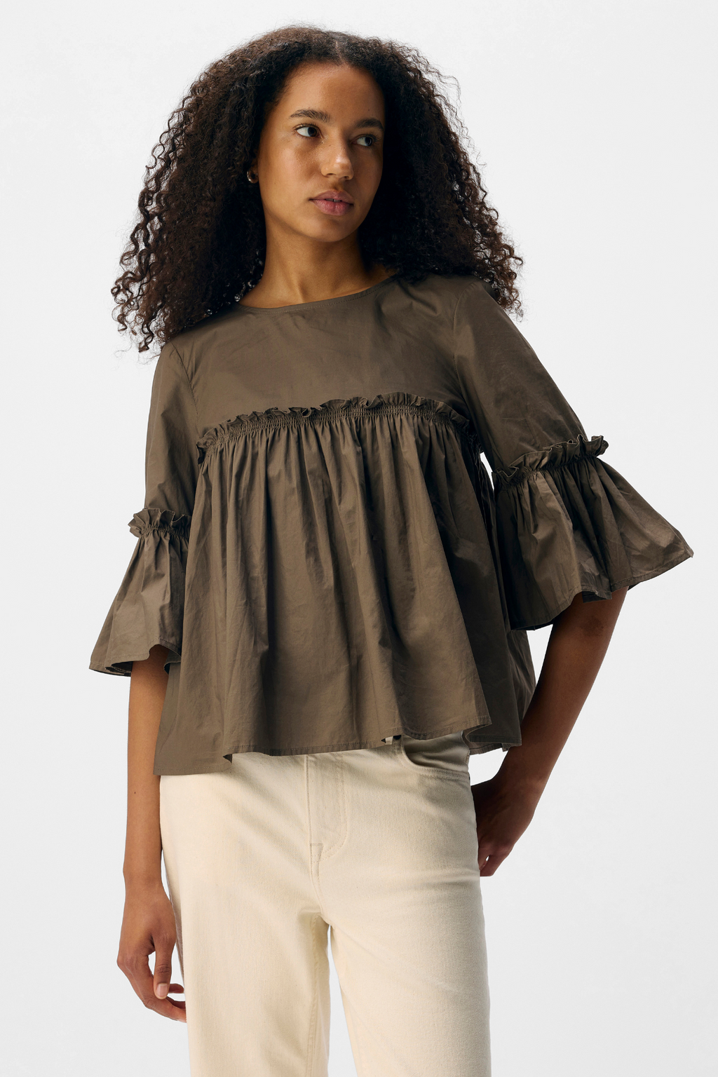 Elegant Hope Neck Top - Morel til Kvinder