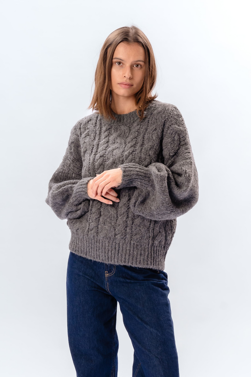 Emma Cable Knit - Grå | Dit nye favoritvalg