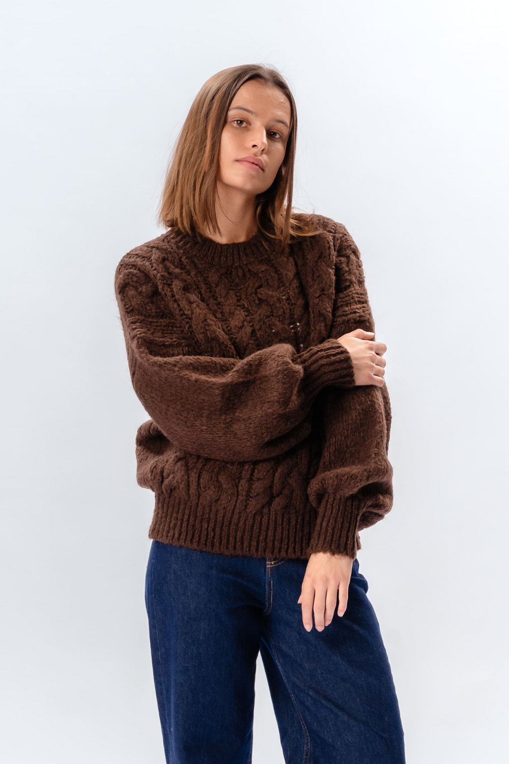 Emma Cable Knit - Chokolade | Strik