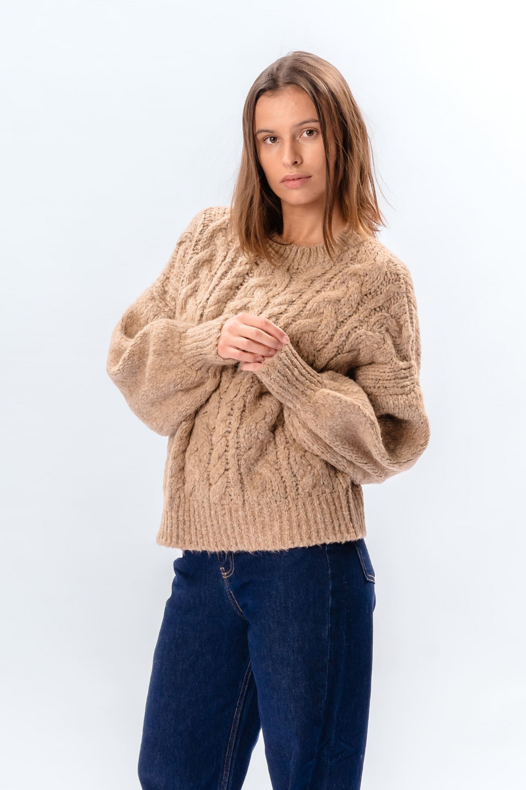 Emma Cable Knit - Beige | Strik