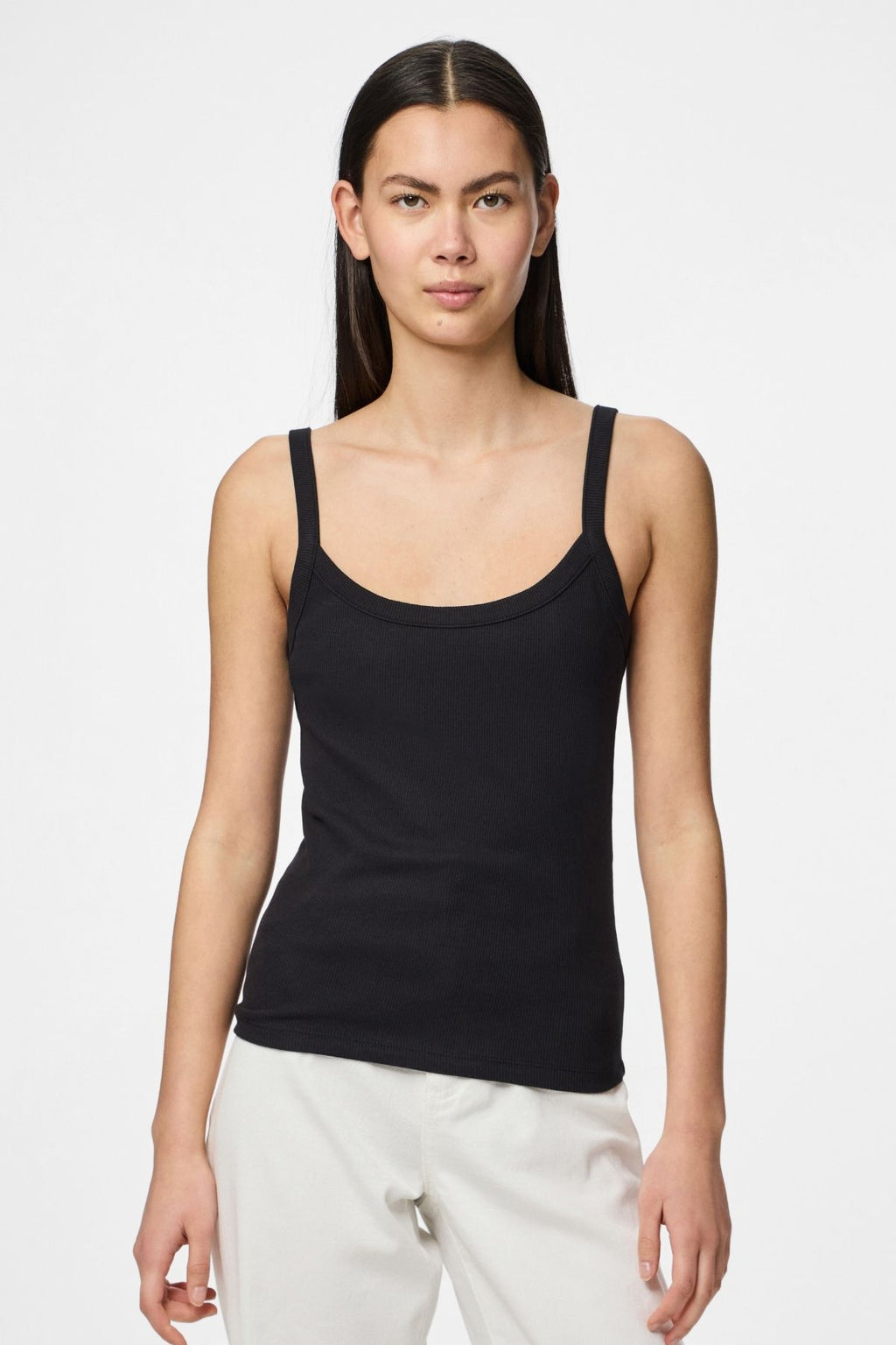 May Strap Top - Black | PIECES Dame Top Økologisk Bomuld